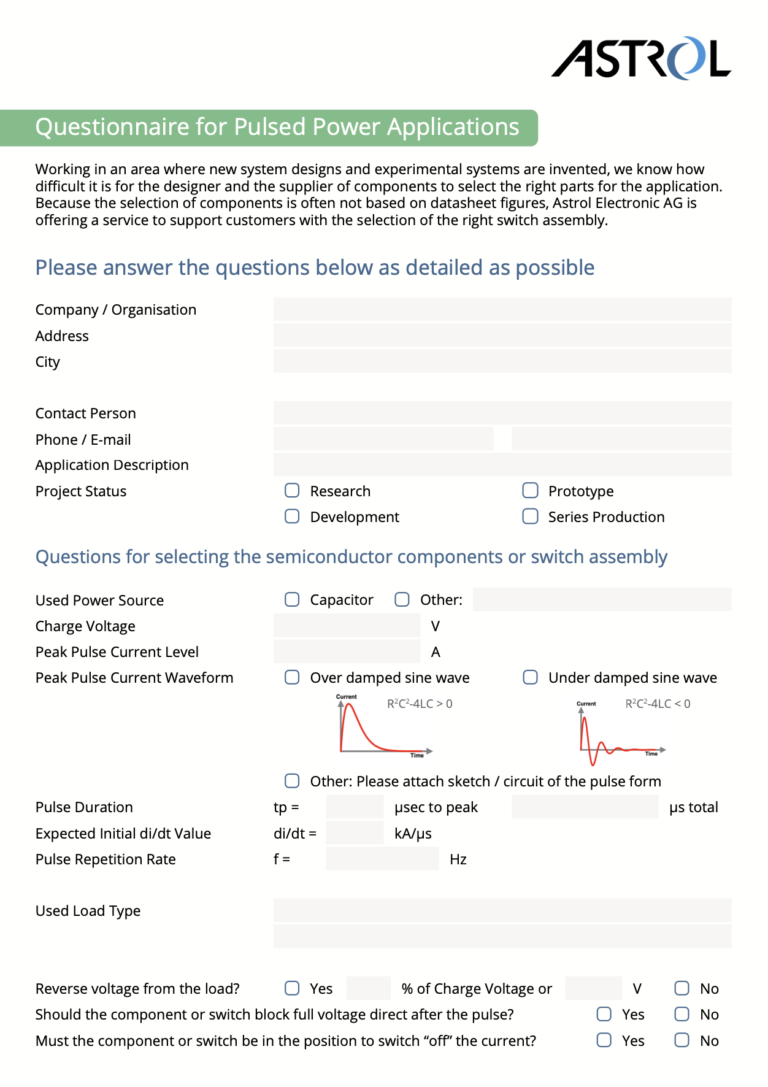 Pulsed power solutions - Astrol
